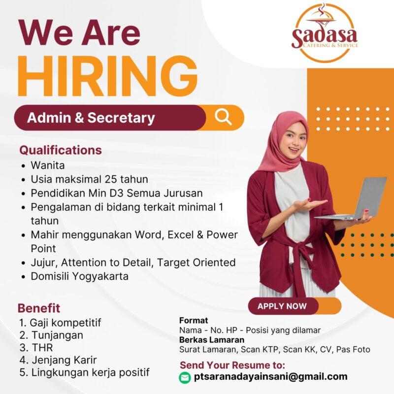 Lowongan Kerja Admin & Secretary di Sadasa Catering & Service ...