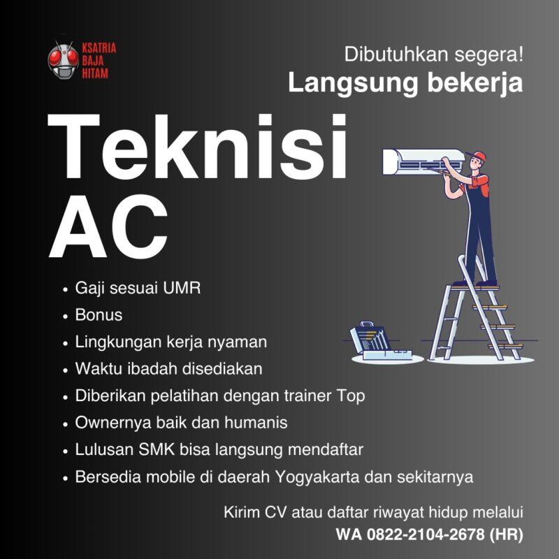 Lowongan Kerja Teknisi AC di Service AC Ksatria Baja Hitam - LokerJogja.ID