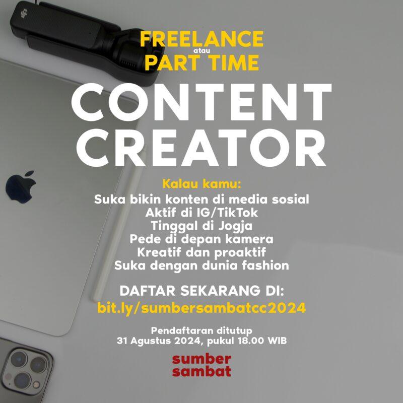 Lowongan Kerja Content Creator di Sumber Sambat - LokerJogja.ID