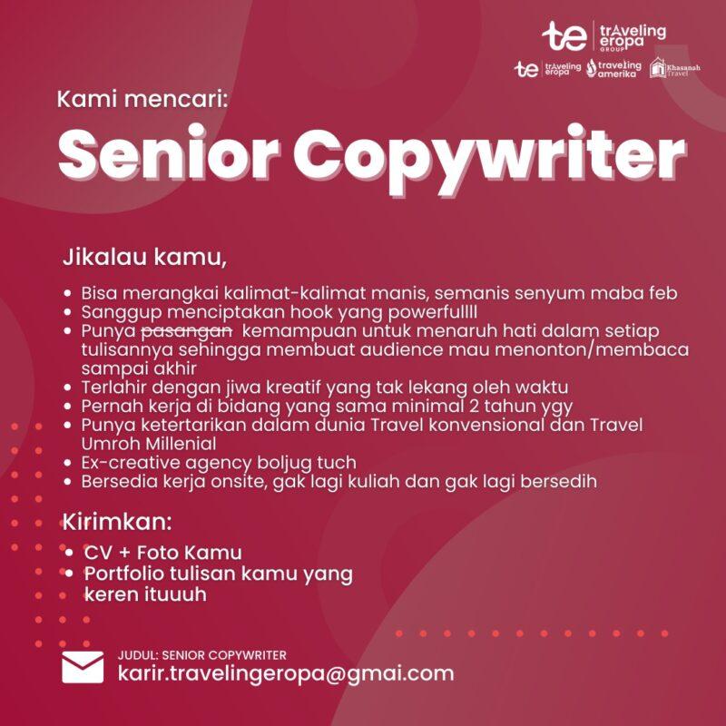 Lowongan Kerja Senior Copywriter di Traveling Eropa Group - LokerJogja.ID