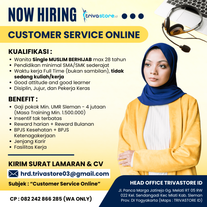 Lowongan Kerja Customer Service Online di Trivastore - LokerJogja.ID