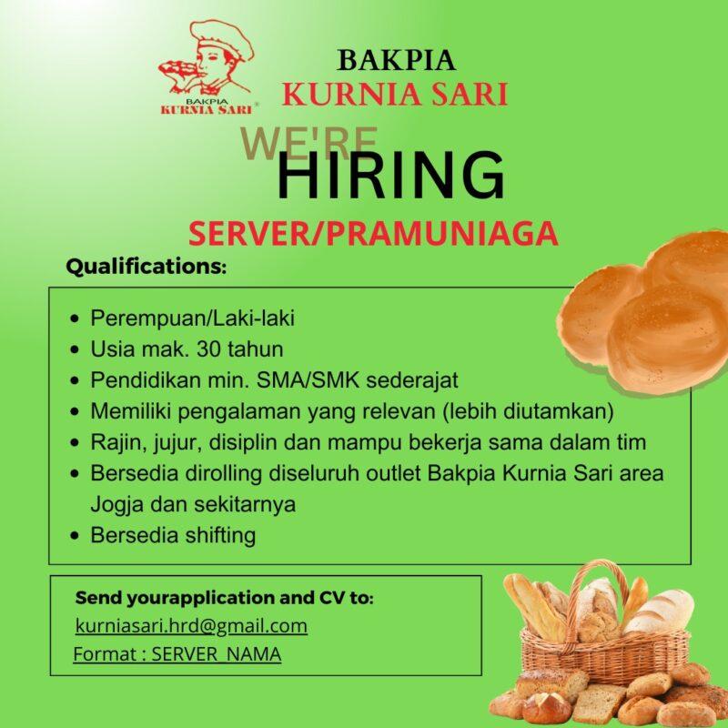 Lowongan Kerja Server/Pramuniaga di Bakpia Kurnia Sari - LokerJogja.ID