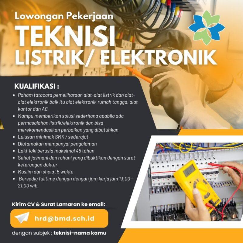 Lowongan Kerja Teknisi Listrik/Elektronik di Budi Mulia Dua Foundation - LokerJogja.ID