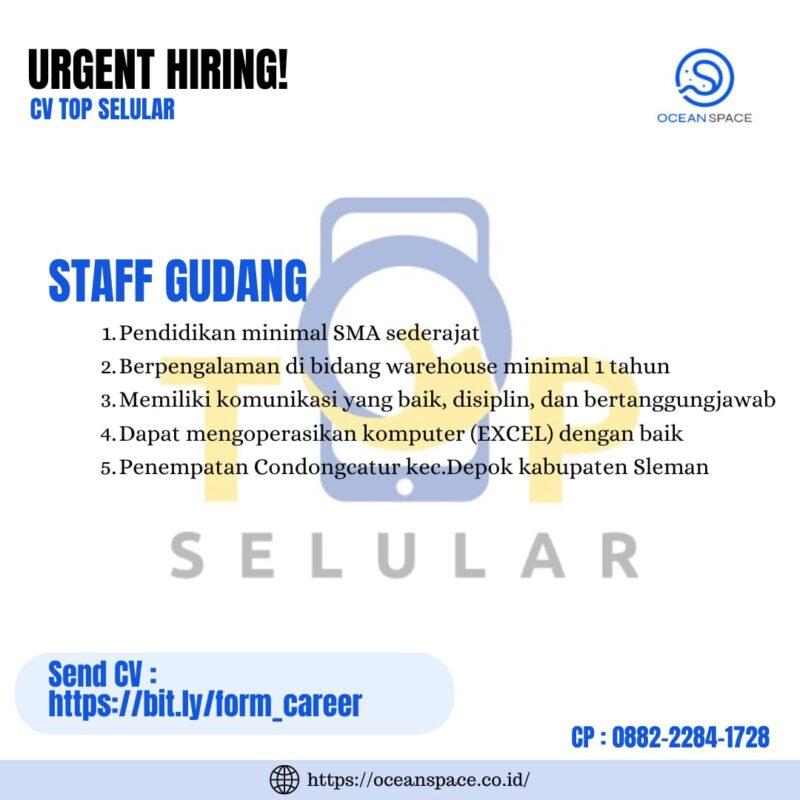 Lowongan Kerja Staff Gudang di CV. Top Selular - LokerJogja.ID
