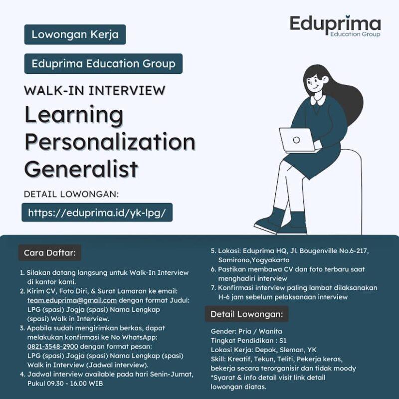 Lowongan Kerja Learning Personalization Generalist di Eduprima ...