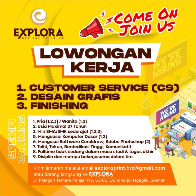 Lowongan Kerja Customer Service (CS) - Desain Grafis - Finishing di Explora Digital Printing ...