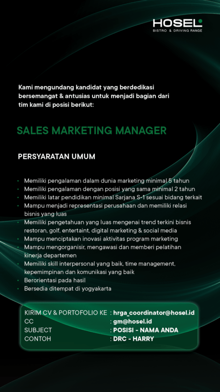Lowongan Kerja Sales Marketing Manager - HR & GA Manager - Sales ...