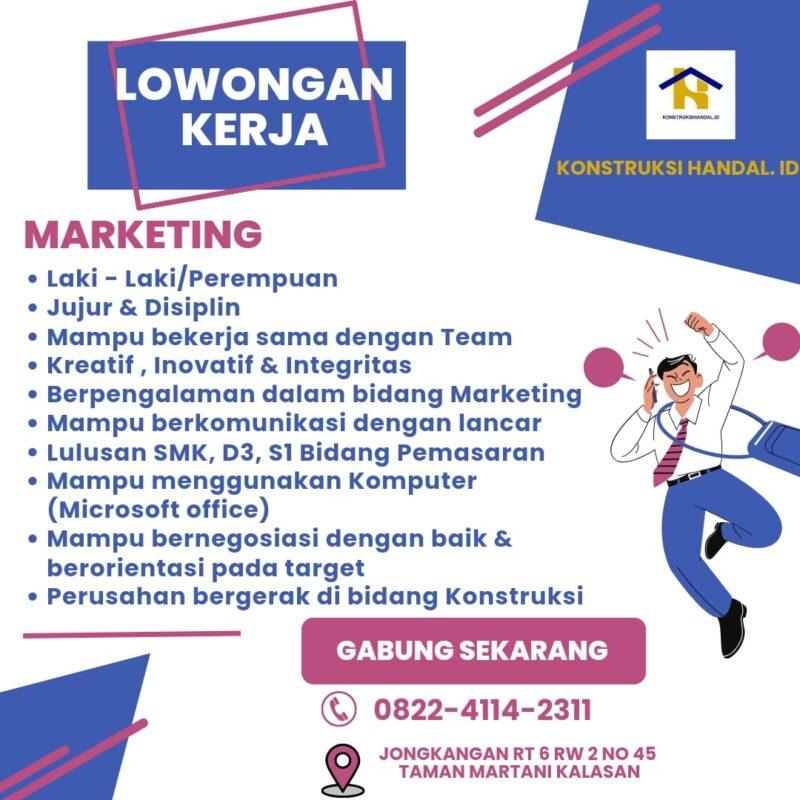 Lowongan Kerja Marketing di Konstruksihandal.id - LokerJogja.ID