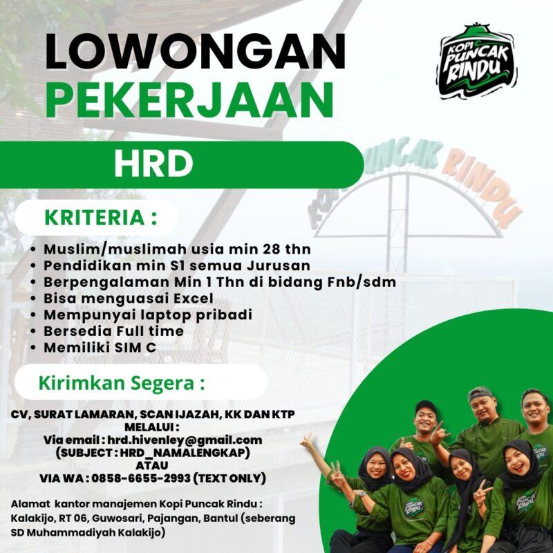 Lowongan Kerja HRD - Videografer - Admin Sosmed - Customer Service di ...