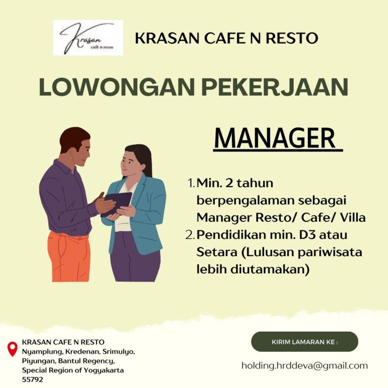 Lowongan Kerja Manager di Krasan Cafe n Resto - LokerJogja.ID