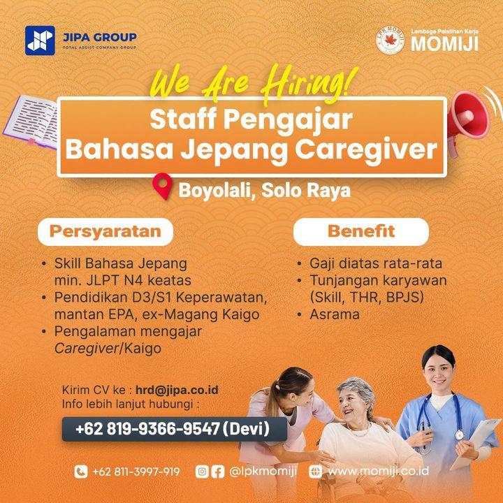 Lowongan Kerja Staff Pengajar Bahasa Jepang Caregiver di LPK Momiji ...