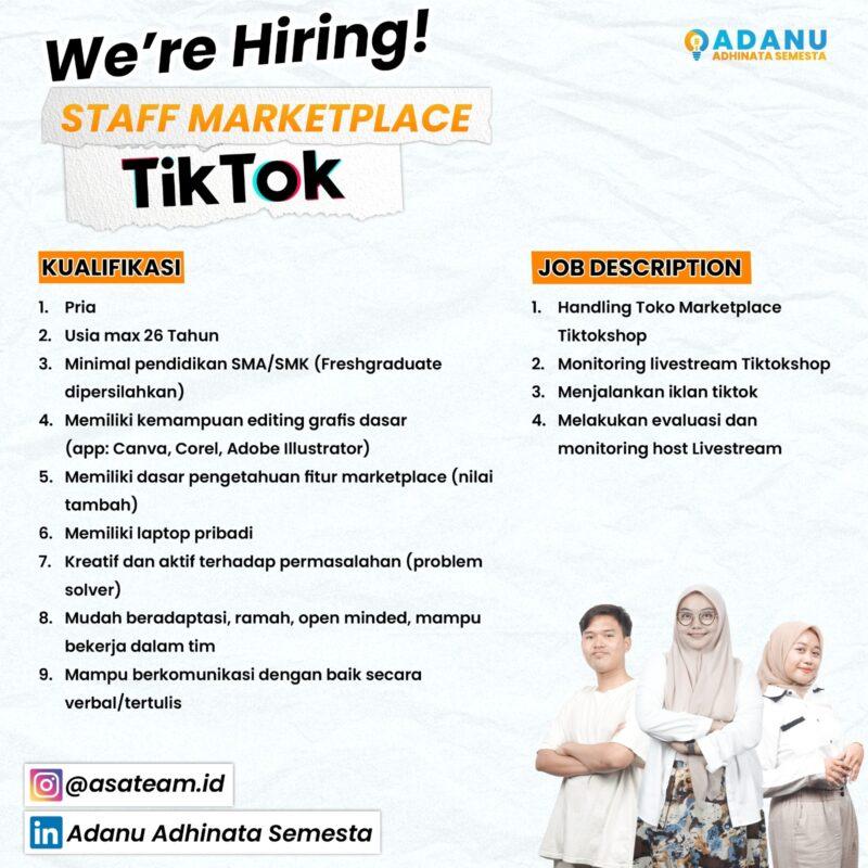 Lowongan Kerja Staff Marketplace TikTok di PT. Adanu Adhinata Semesta ...