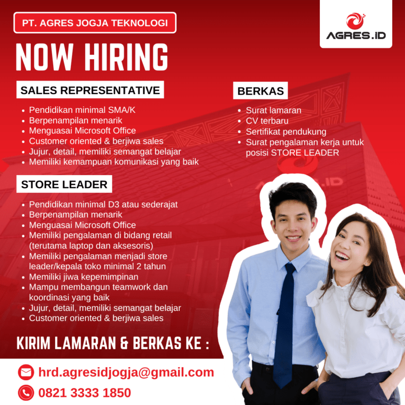 Lowongan Kerja Sales Representative - Store Leader di PT. Agres Jogja ...