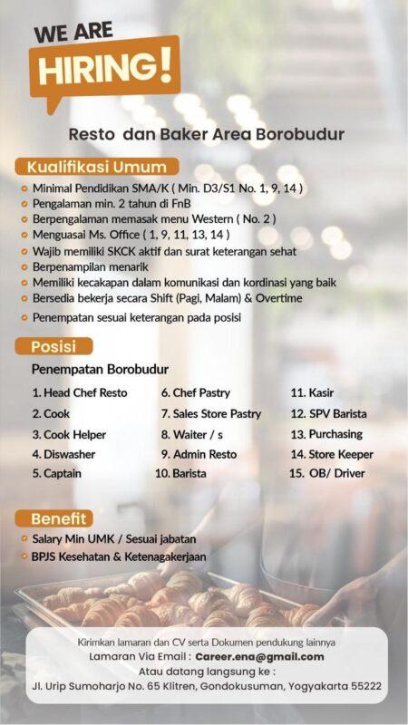 Lowongan Kerja Head Chef Resto - Cook - Cook Helper - Dishwasher - Captain - Chef Pastry - Sales ...