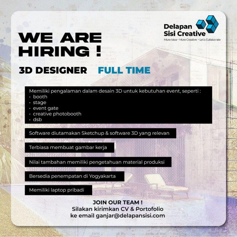 Lowongan Kerja 3D Designer Full Time di PT. Delapan Sisi Kreatif Persada - LokerJogja.ID