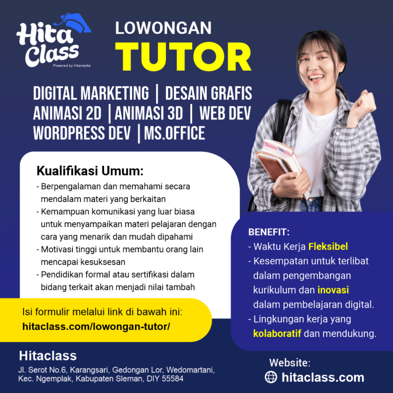 Lowongan Kerja Tutor Digital Marketing - Tutor Desain Grafis - Tutor ...