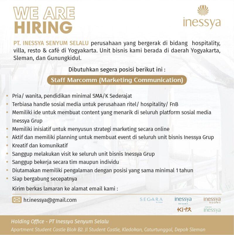 Lowongan Kerja Staff Marcomm - Staff Sales & Marketing di PT. Inessya ...