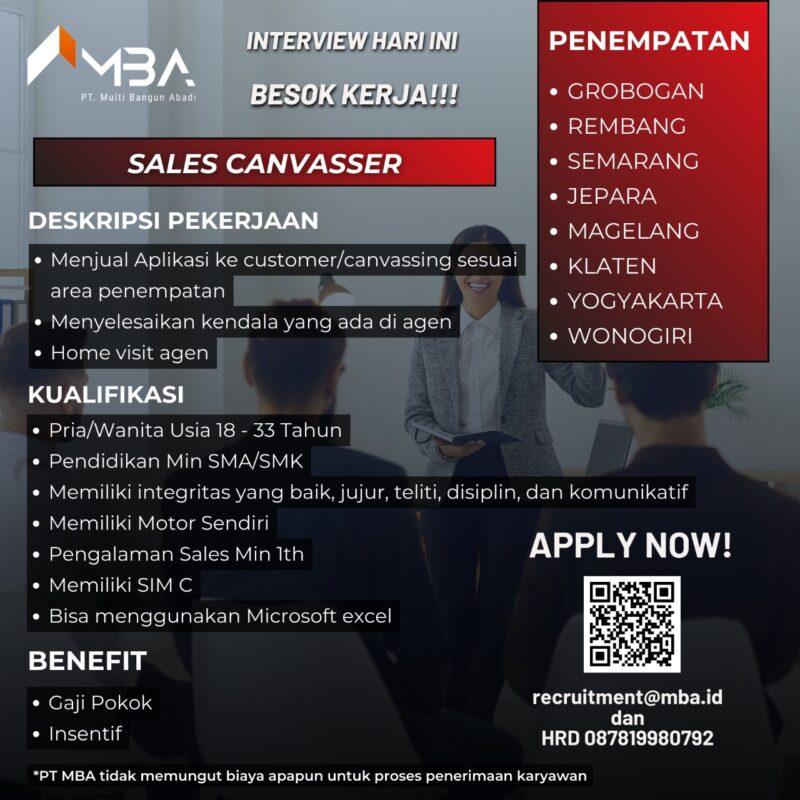 Lowongan Kerja Sales Canvaser di PT. Multi Bangun Abadi - LokerJogja.ID
