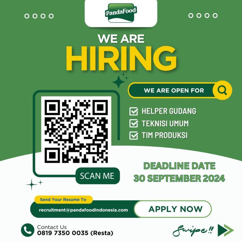 Lowongan Kerja Helper Gudang - Teknisi Umum - Tim Produksi di PT. Panda ...