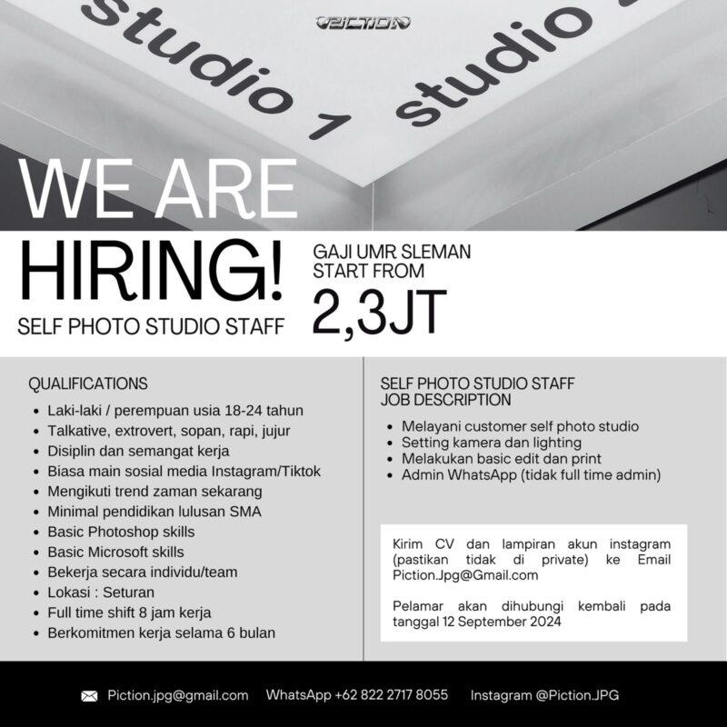 Lowongan Kerja Self Photo Studio Staff di Piction Self Photo Studio ...