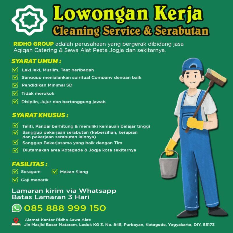 Lowongan Kerja Cleaning Service + Serabutan di Ridho Group - LokerJogja.ID