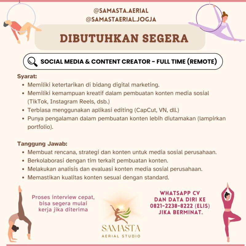 Lowongan Kerja Social Media & Content Creator di Samasta Aerial ...