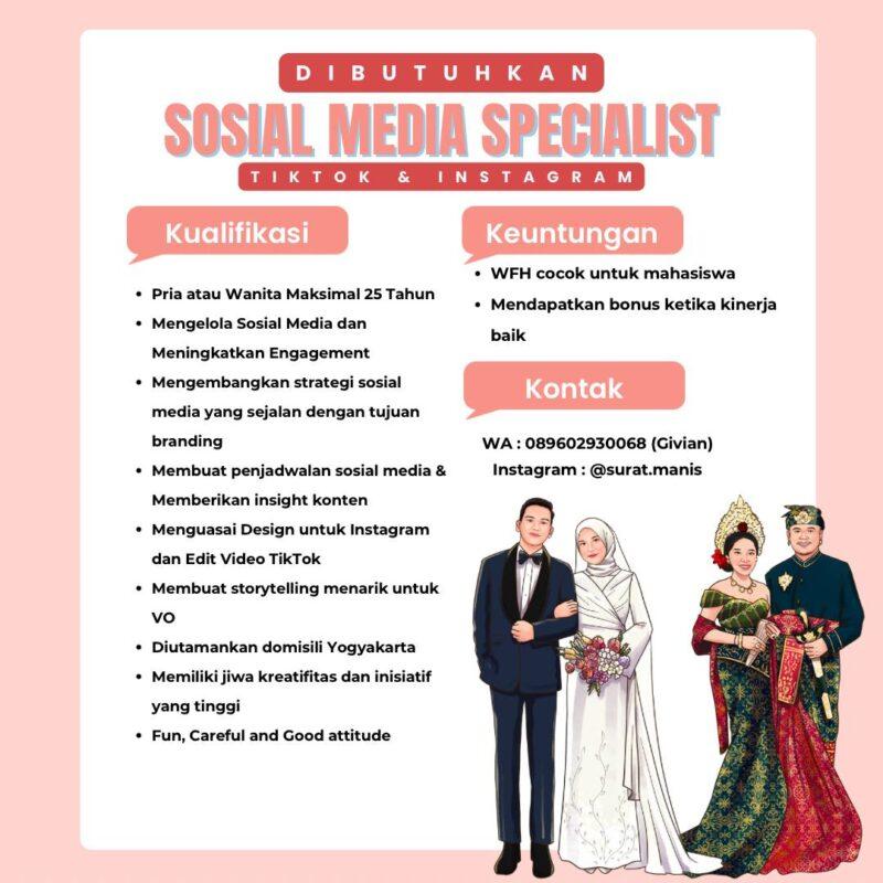 Lowongan Kerja Sosial Media Specialist di Surat Manis - LokerJogja.ID