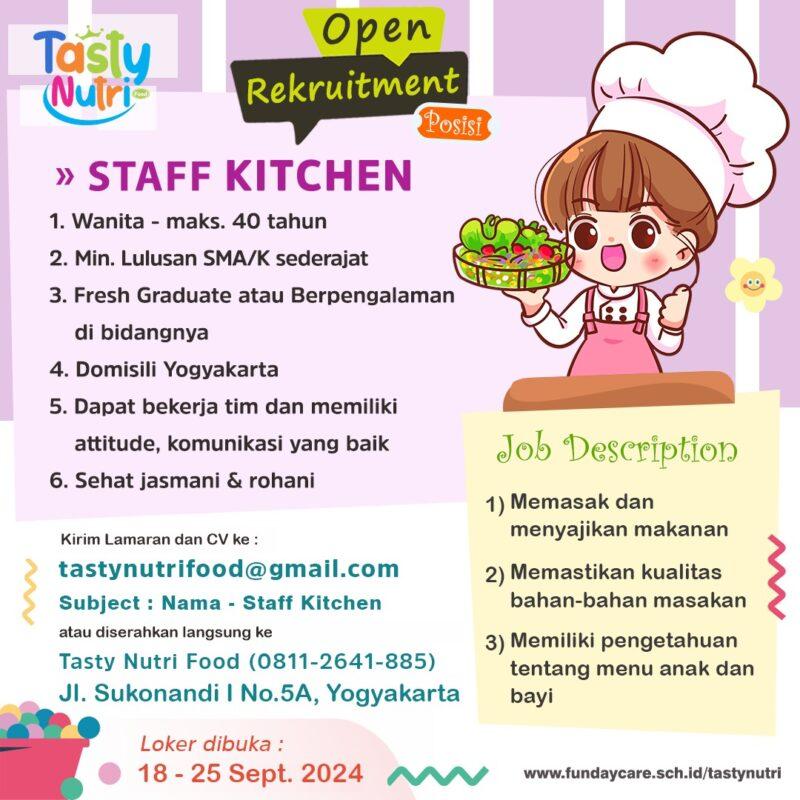 Lowongan Kerja Staff Kitchen di Tasty Nutri Food - LokerJogja.ID