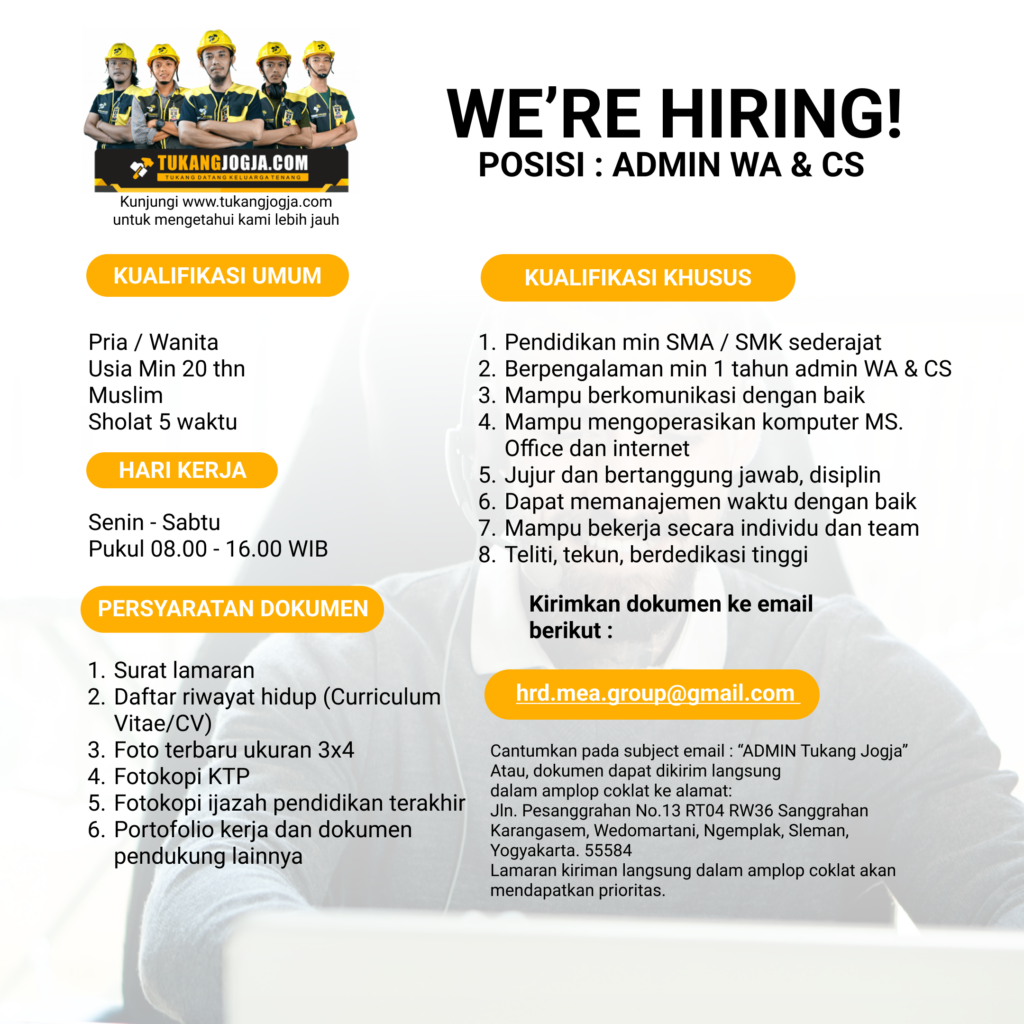 Lowongan Kerja Admin WA & CS di Tukangjogja.com - LokerJogja.ID