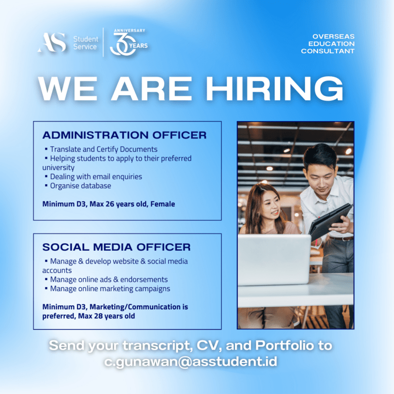 Lowongan Kerja Administration Officer - Social Media Officer di AS Student Service Yogyakarta ...