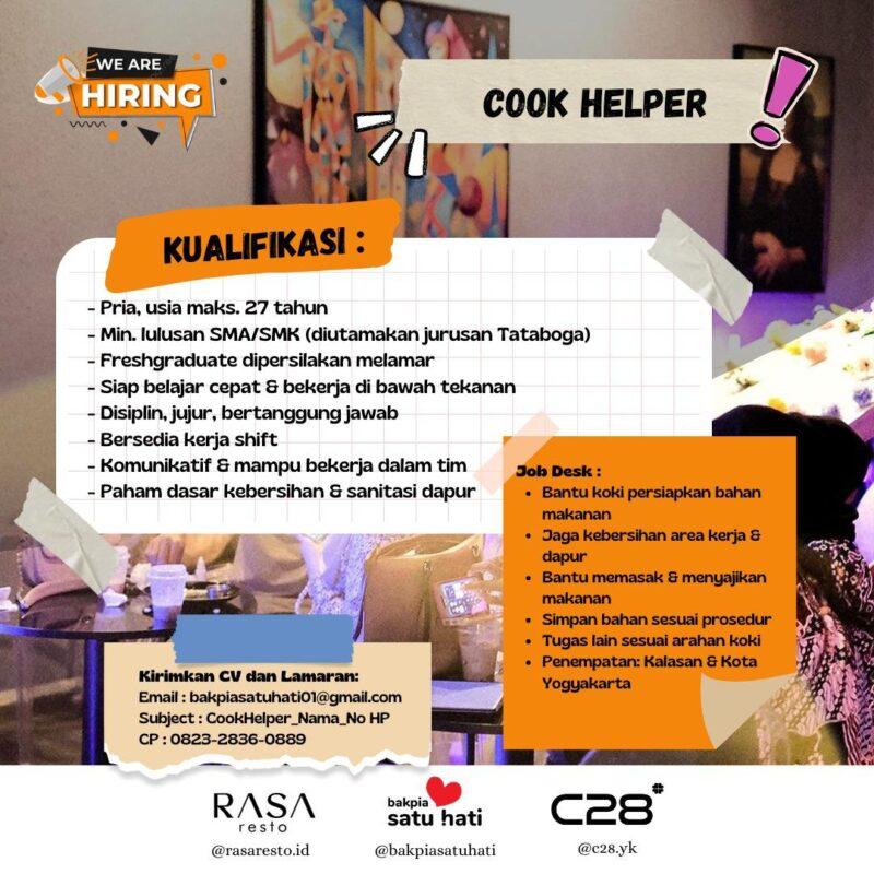 Lowongan Kerja Cook Helper di Bakpia Satu Hati - LokerJogja.ID