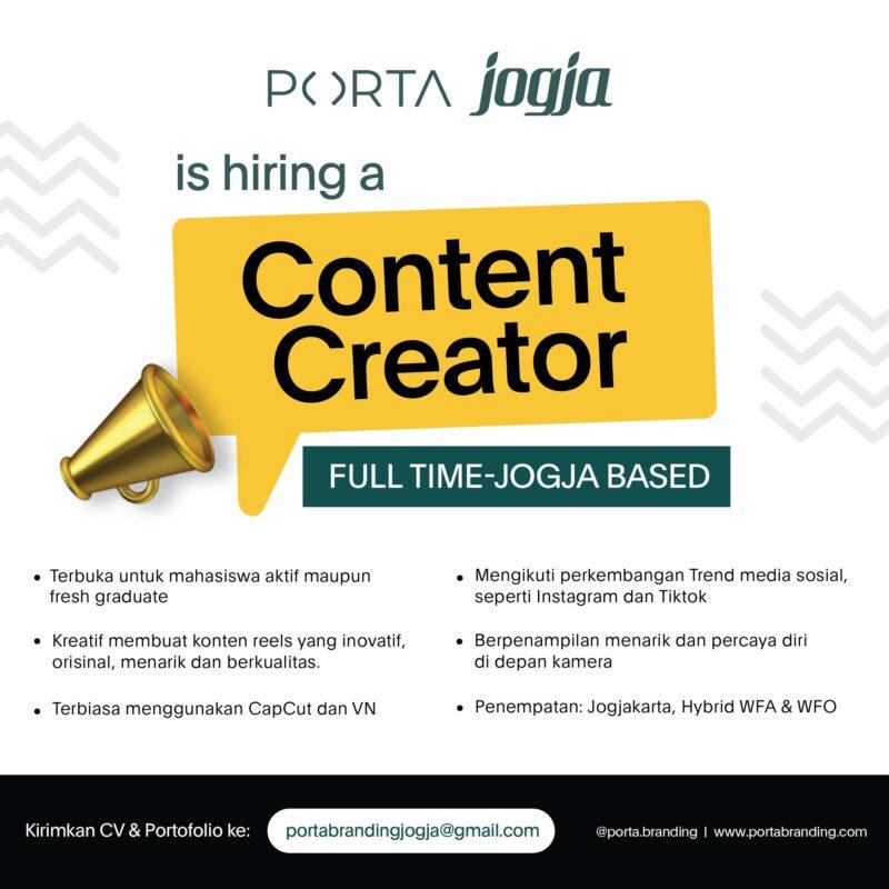 Lowongan Kerja Content Creator di Porta Creative Agency - LokerJogja.ID
