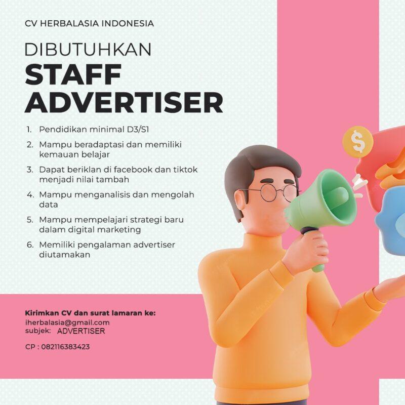 Lowongan Kerja Staff Advertiser di CV. Herbalasia Indonesia - LokerJogja.ID