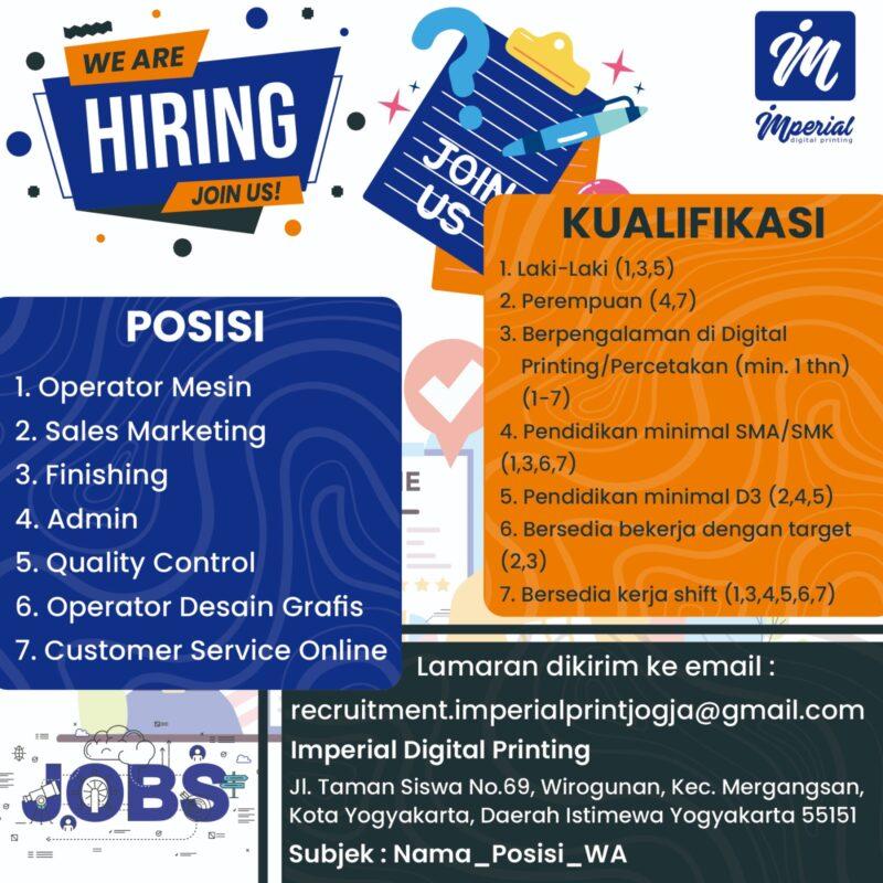 Lowongan Kerja Operator Mesin - Sales Marketing - Finishing - Quality Control - Operator Desain ...