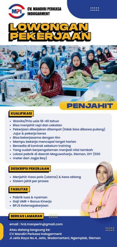 Lowongan Kerja Operator Sewing/Penjahit di Ozzy Clothing (Mandiri ...