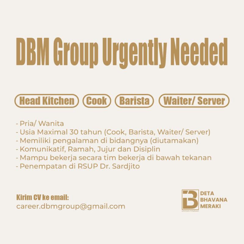 Lowongan Kerja Head Kitchen - Cook - Waiters - Barista - Marketing di DBM Group (Deta Bhavana ...
