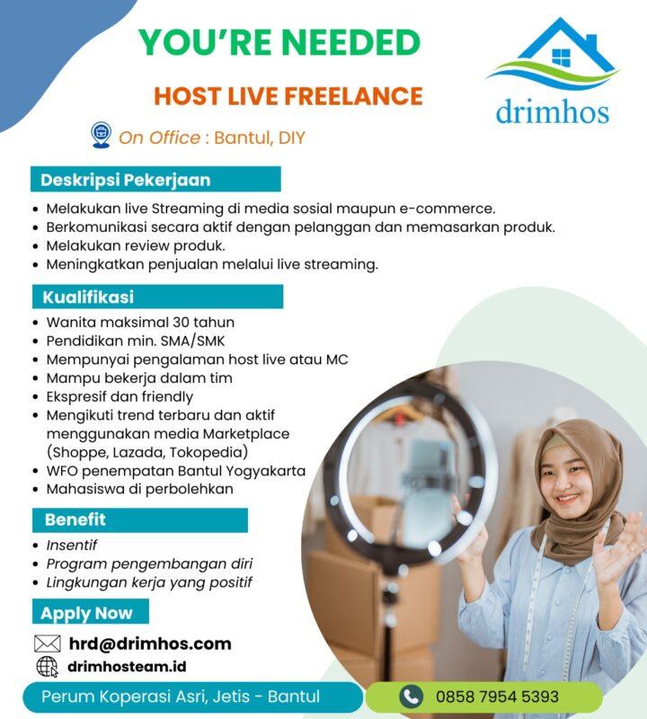 Lowongan Kerja Host Live Freelance - CSO - CRM - ADV. Marketplace ...