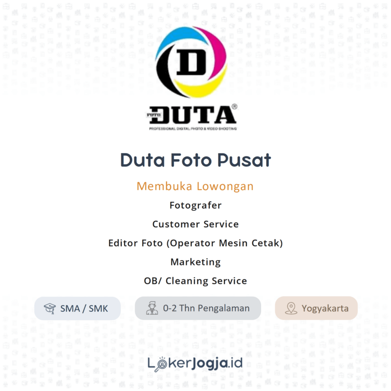 Lowongan Kerja Fotografer - Customer Service - Editor Foto (Operator ...