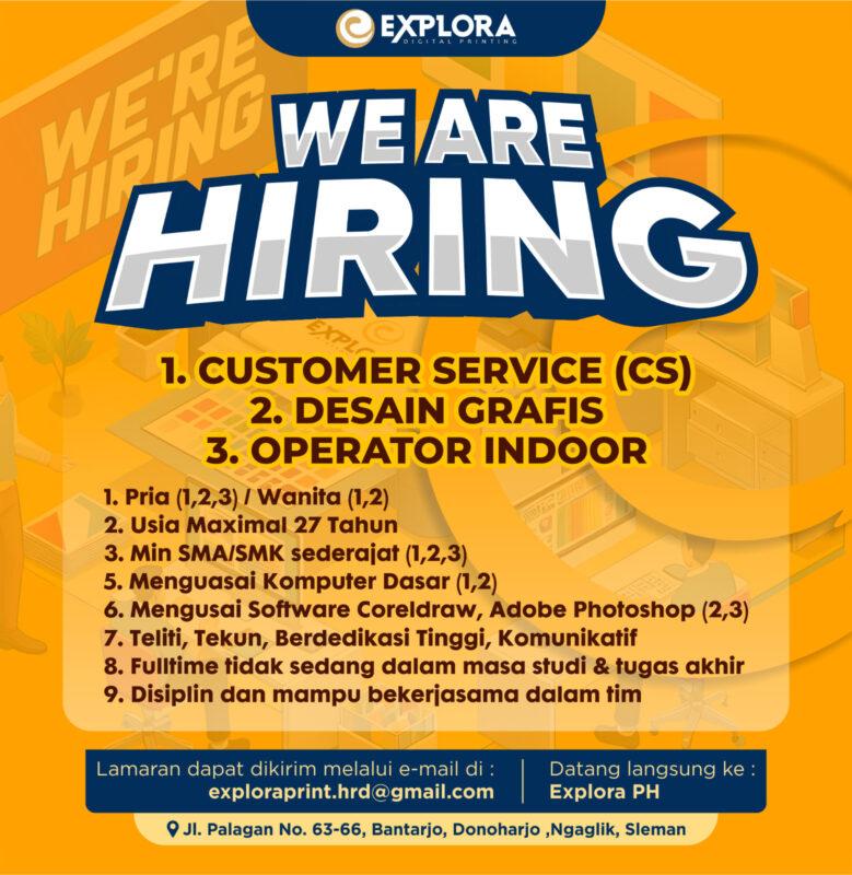 Lowongan Kerja Customer Service (CS) - Desain Grafis - Operator Indoor di Explora Digital ...