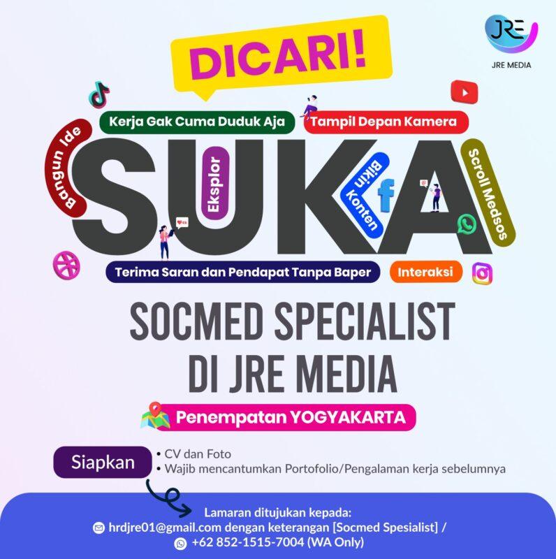 Lowongan Kerja Socmed Specialist di JRE Media - LokerJogja.ID