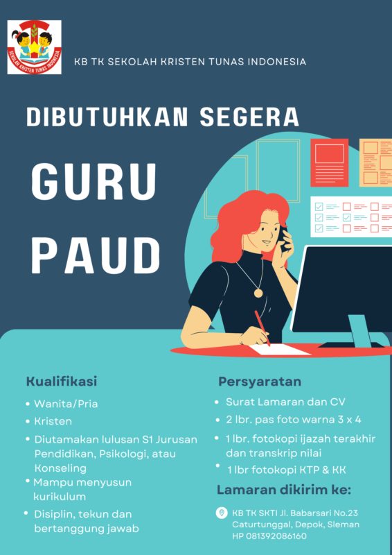 Lowongan Kerja Guru KB dan Guru TK di KB TK Sekolah Kristen Tunas ...