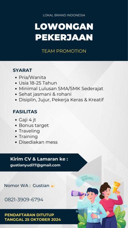 Lowongan Kerja Team Promotion di Local Brand - LokerJogja.ID