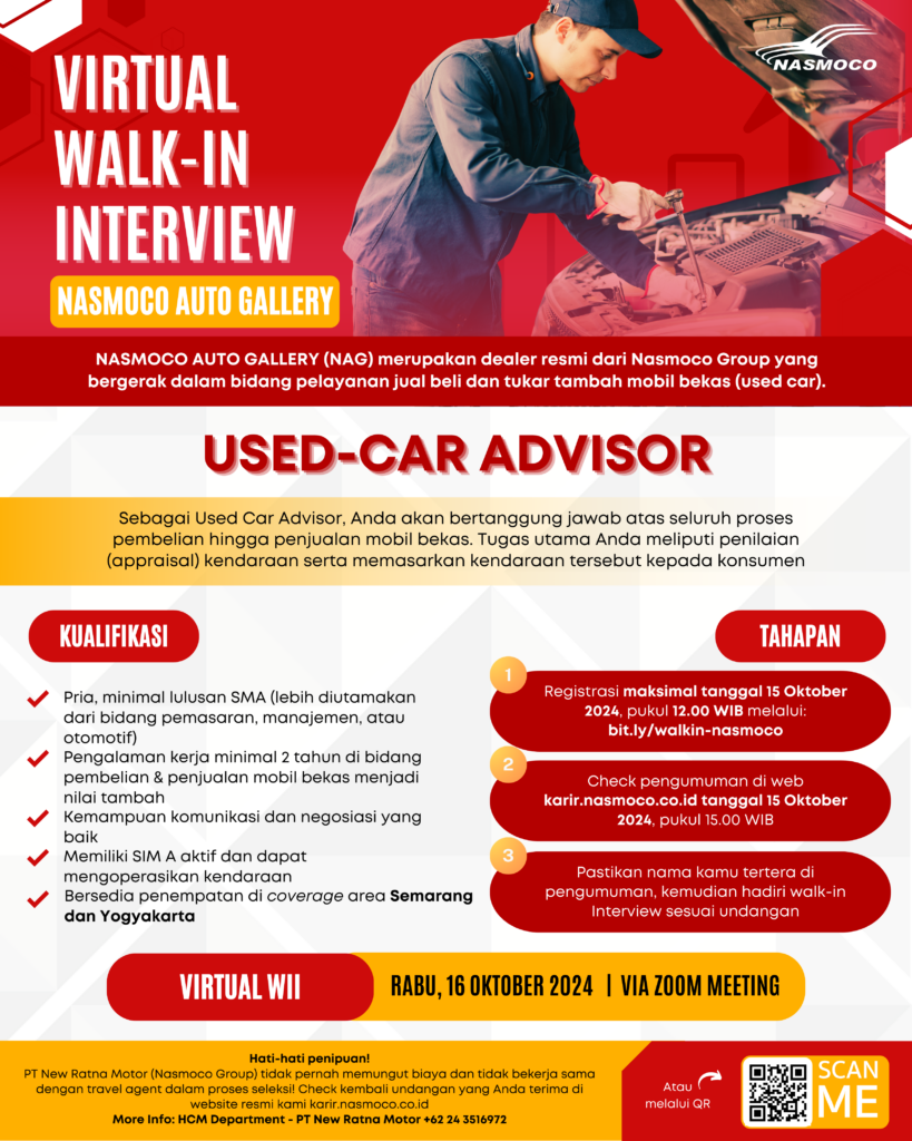 Lowongan Kerja Used Car Advisor Walk In Interview di Nasmoco Auto ...