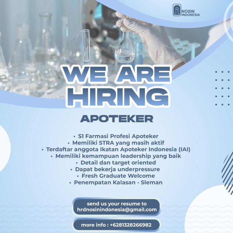 Lowongan Kerja Apoteker di Nosin Indonesia - LokerJogja.ID
