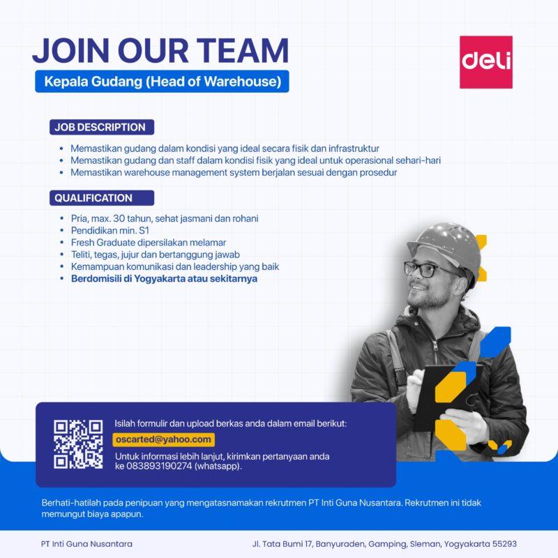 Lowongan Kerja Kepala Gudang - Sales Executive - Sales Satelit - SPG Penempatan Toko Merah ...