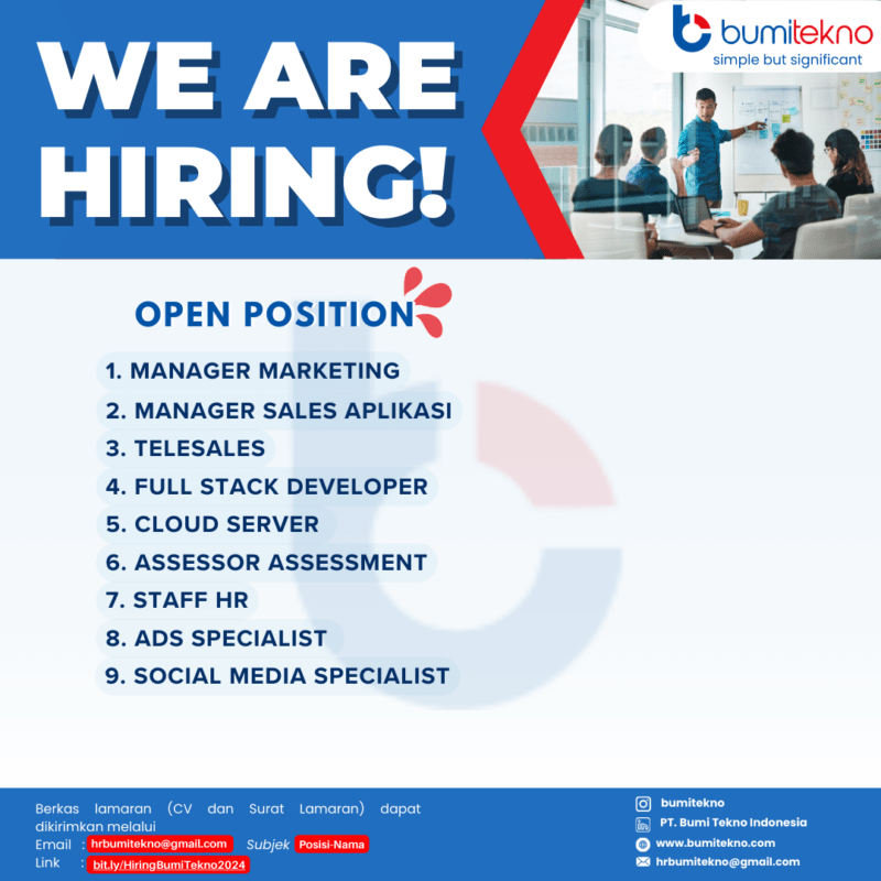 Lowongan Kerja Manager Marketing - Manager Sales Aplikasi - Telesales -Full Stack Developer ...