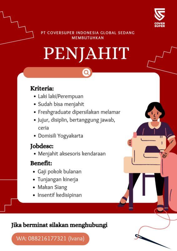 Lowongan Kerja Penjahit di PT. CoverSuper Indonesia Global - LokerJogja.ID