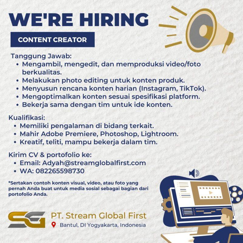 Lowongan Kerja Content Creator - Advertiser di PT. Stream Global First ...