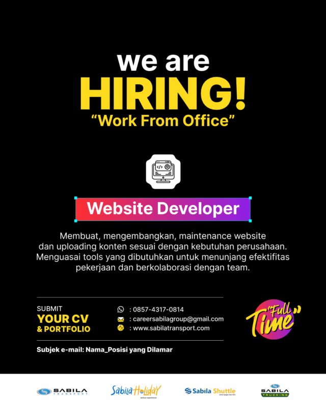 Lowongan Kerja Website Developer di Sabila Shuttle - LokerJogja.ID