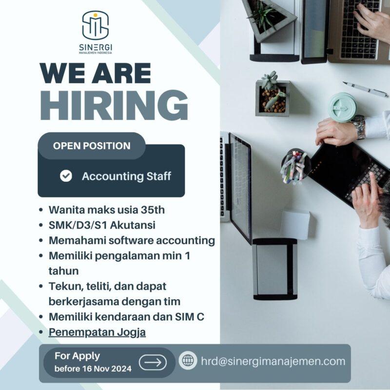 Lowongan Kerja Accounting Staff Di Sinergi Manajemen Indonesia